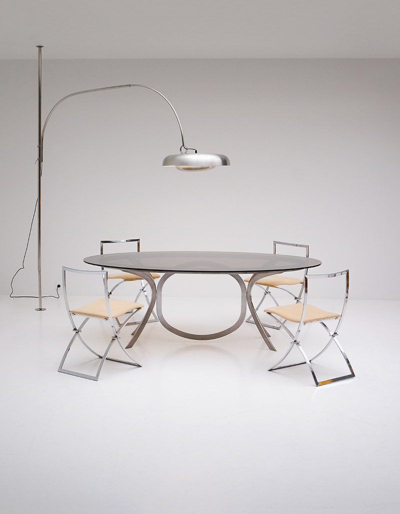 City Furniture | Brushed Stainless Steel And Chrome Dining Table