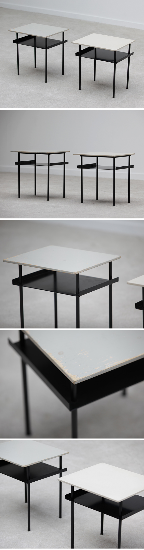 City Furniture | 1950s RARE industrial pair of Wim Rietveld side tables