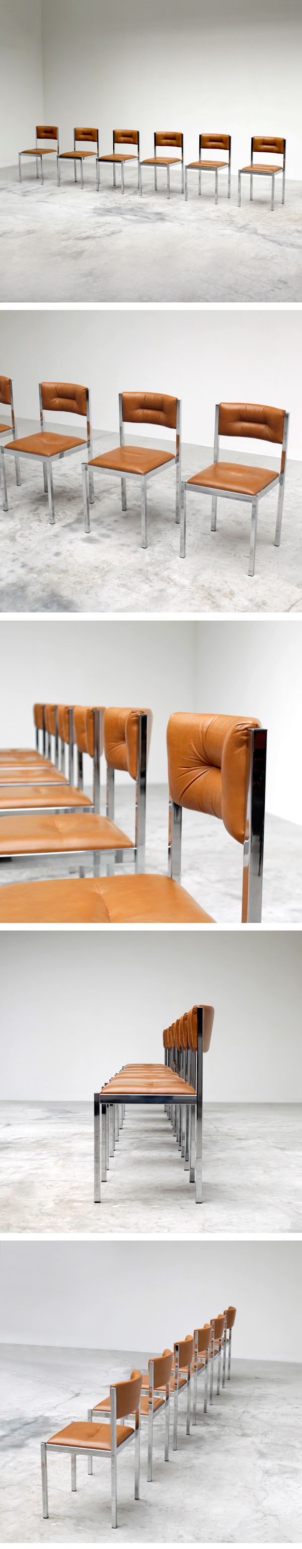 City Furniture | Rectilinear Cidue chairs in chrome tubing 1970s